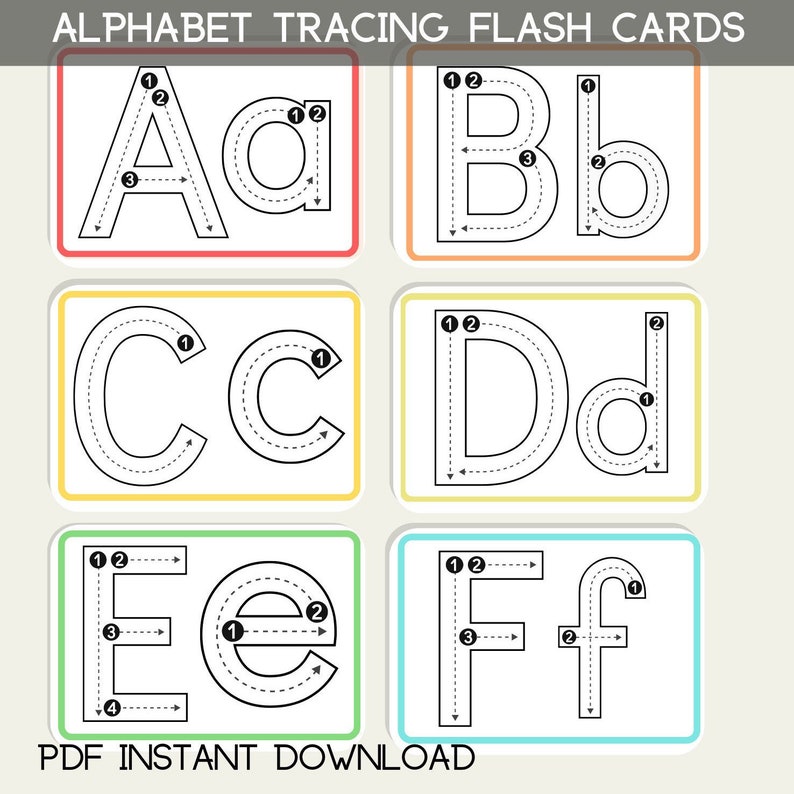 Alphabet Tracing Wipeable Flash Cards Practice Writing Children Kids ...