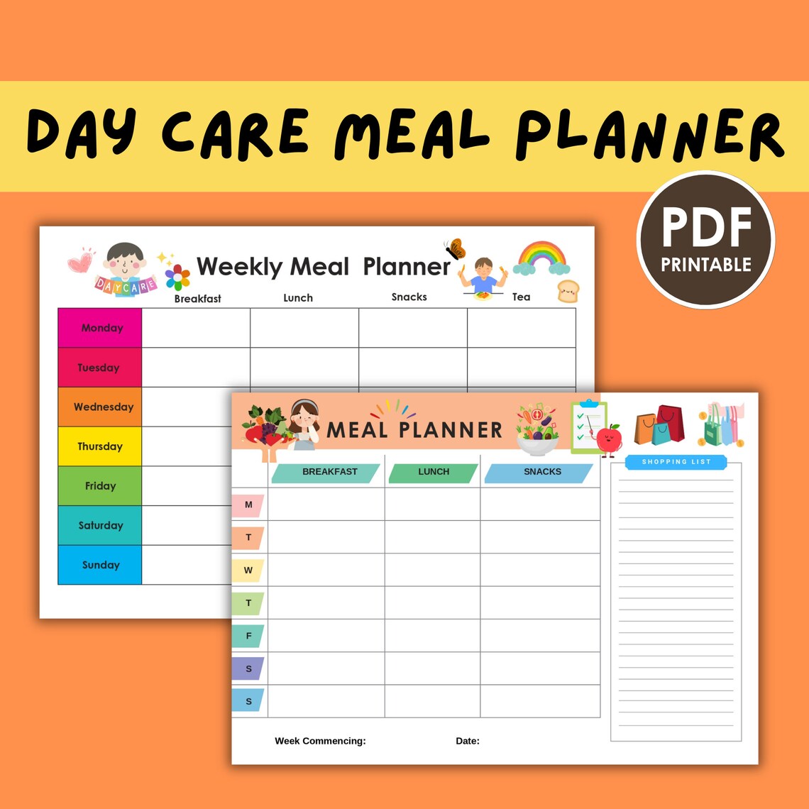 Meal Planner, Day Care Meal Plan for Childminders, Nursery, Day Care ...