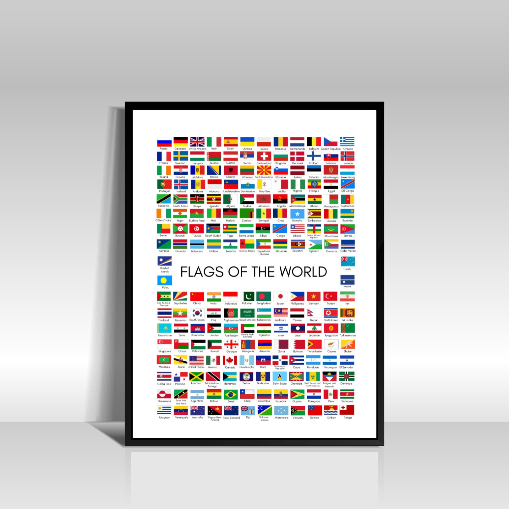 World Flags Wall Print, Educational Wall Print, Digital, Geography ...