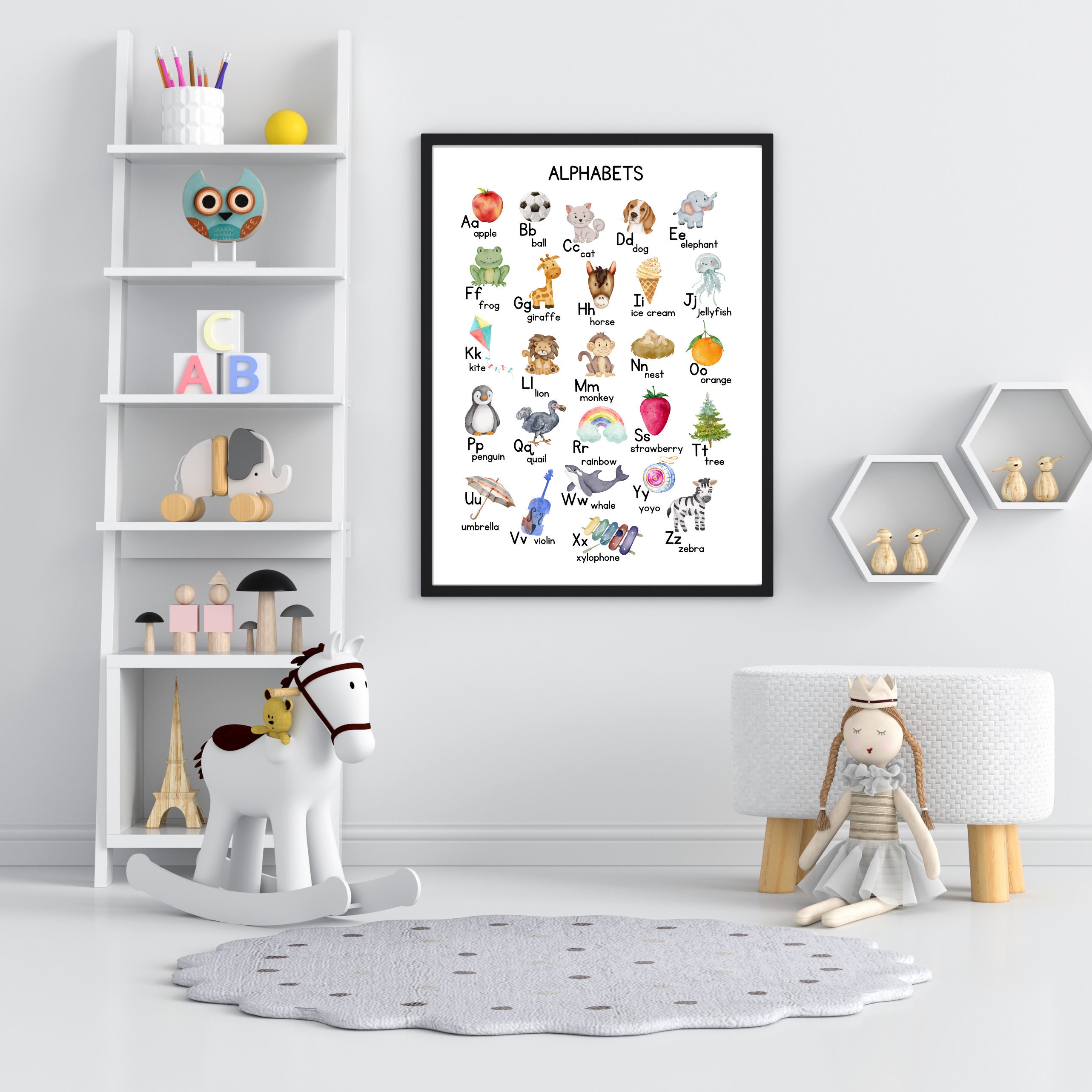 Alphabet Print, Alphabet Poster, Nursery Bedroom Playroom Alphabet ...