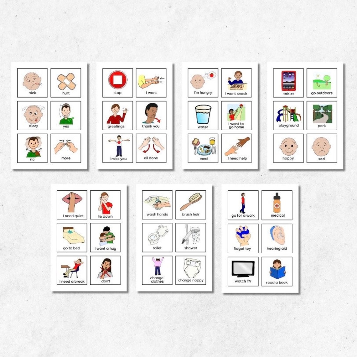 Communication Cards, Speech Flash Cards, Non Verbal Cards, Special ...