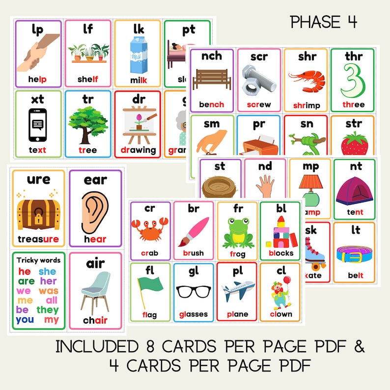 Phonics Flash Cards Download Printable Frequency Words First - Etsy