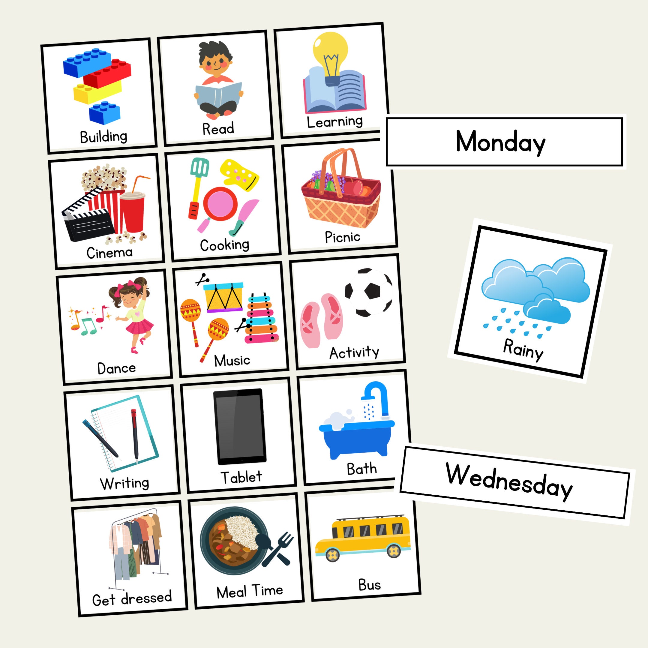 Day Chart Home School Autism Special Needs Children Kids Daily Routine ...