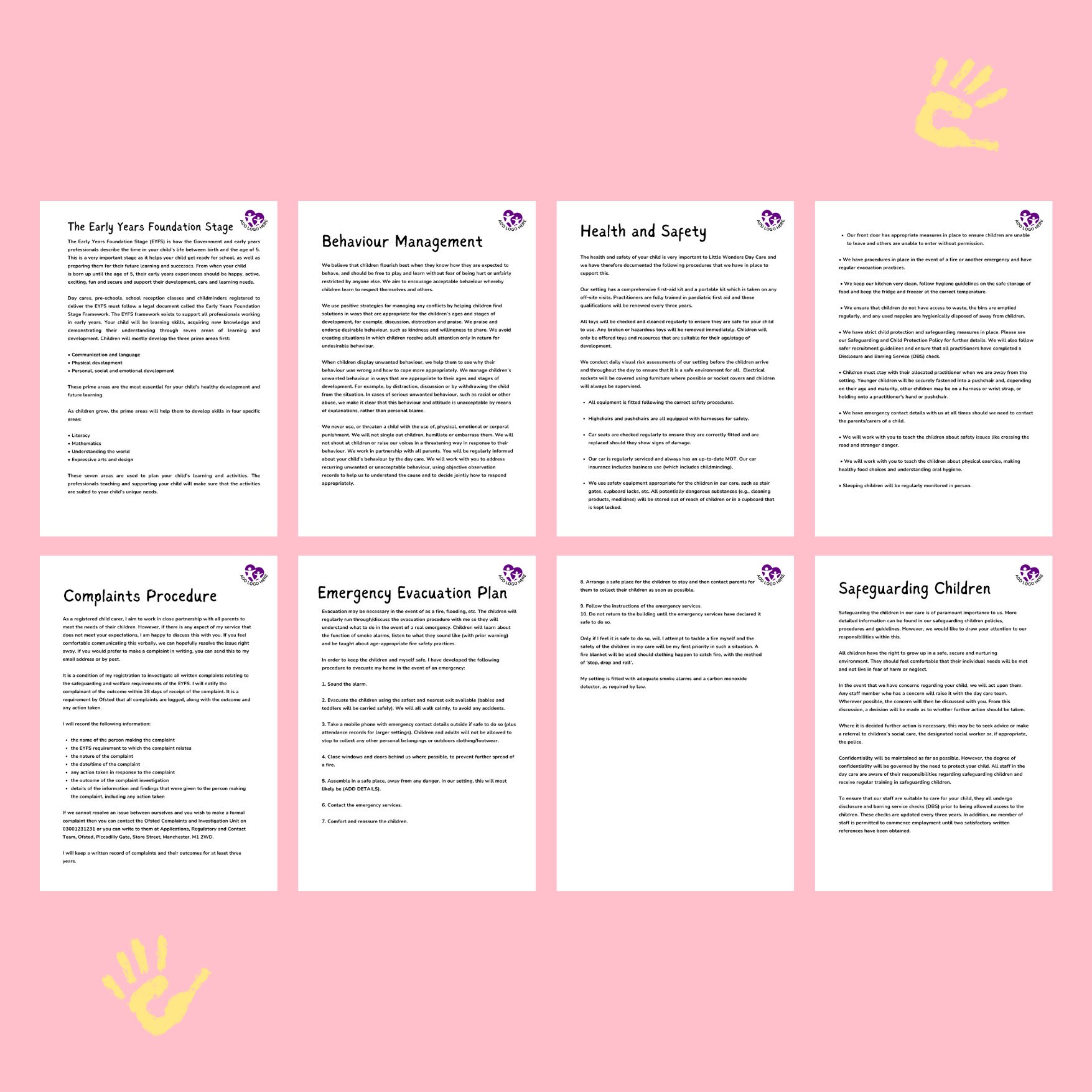 Fully EDITABLE, Day Care New Starter Registration Pack, Enrolment ...