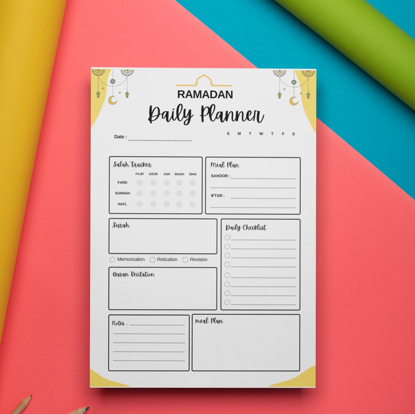 Ramadan Daily Planner Printable Digital Ramadaan Planner Daily Salat ...
