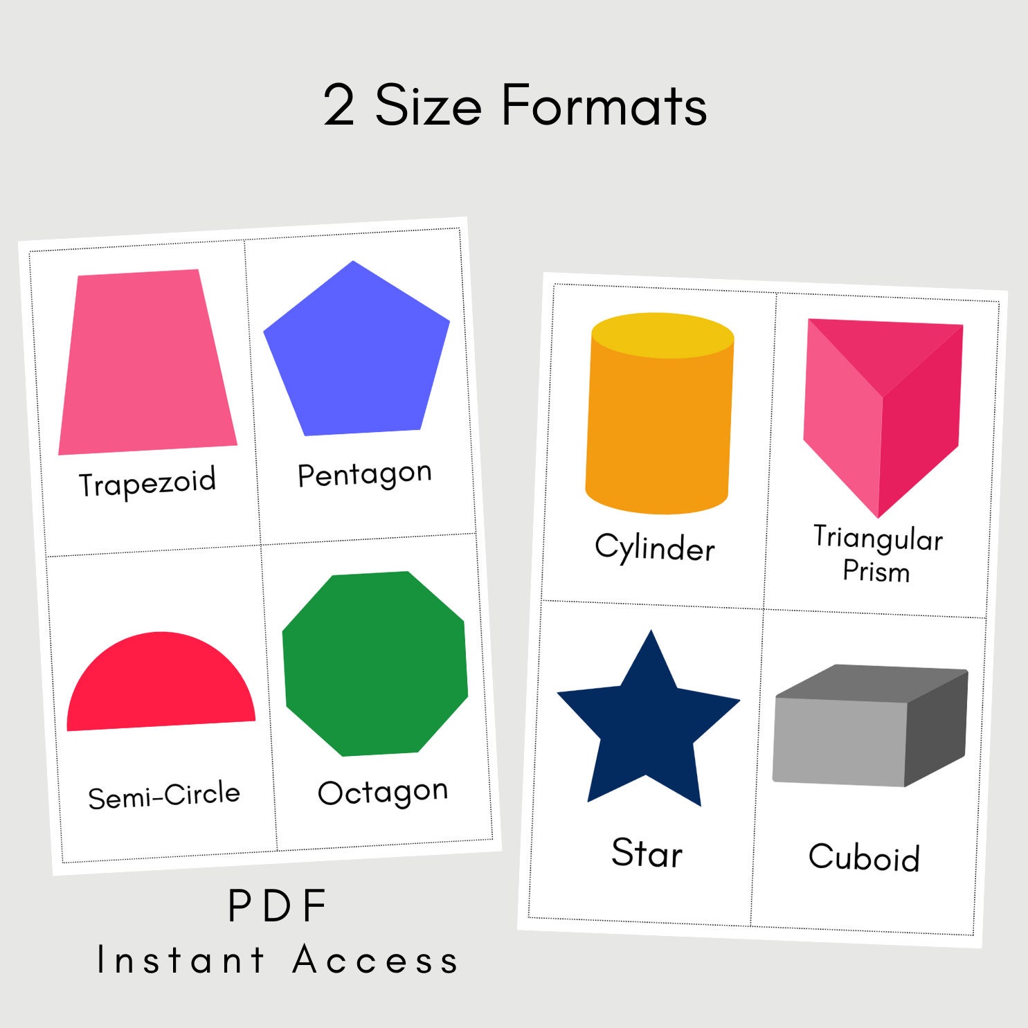 Shape Cards Maths Flash Cards PDF Printable Download Children ...