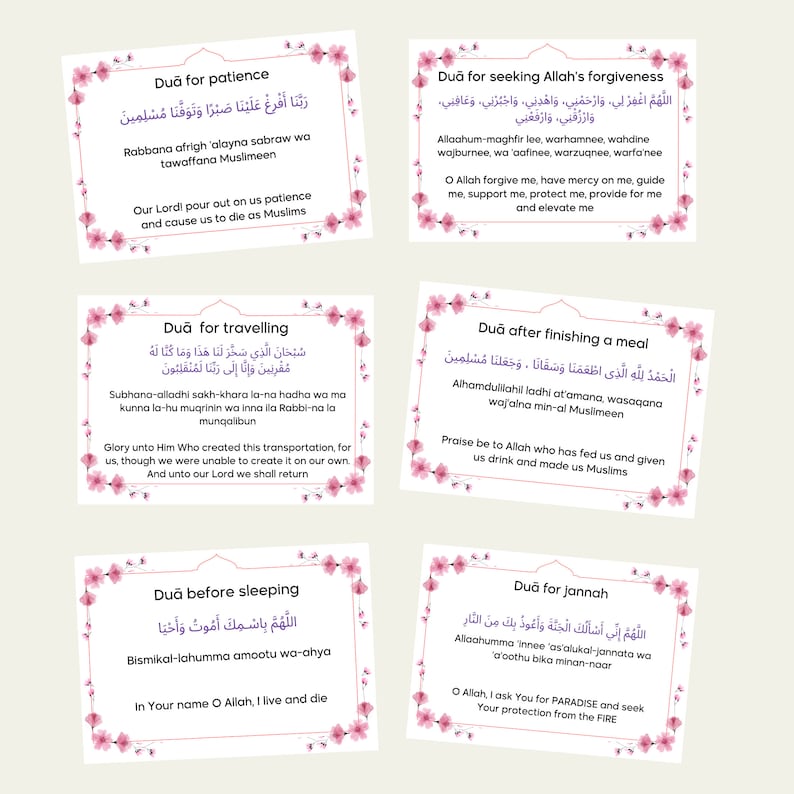 Dua Cards for Daily Dhikr Flash Cards Muslim Digital Educational Quran Bismillah Arabic Download ...