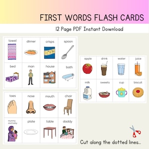 First Words Alphabet Flash Cards Baby Toddler Children Educational ...