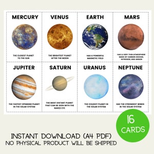 Solar System Planets Flash Cards PDF Printable Download Children ...