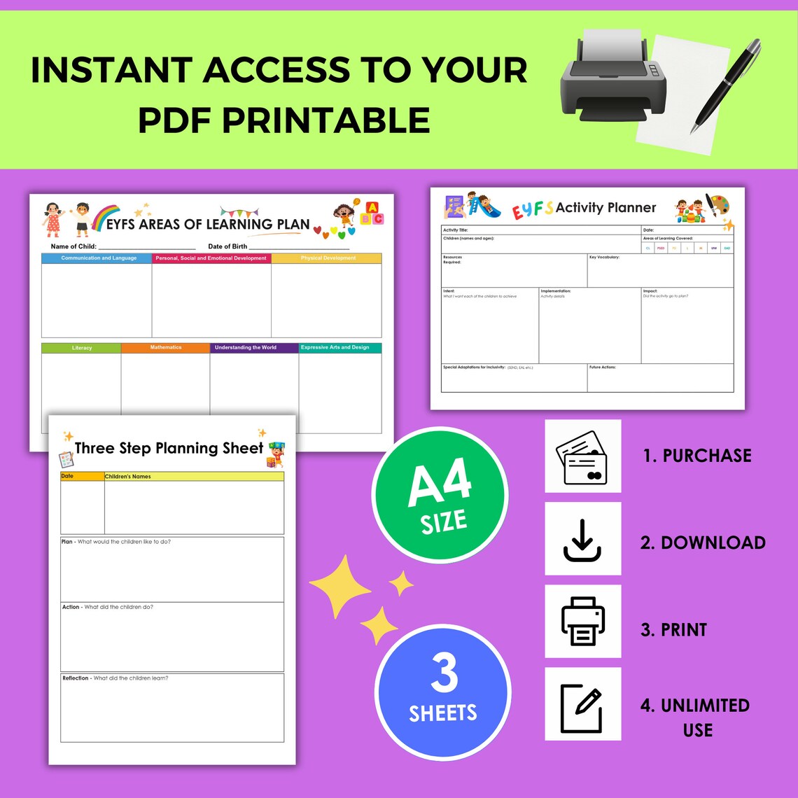 Day Care Planning Sheets, EYFS Plan Activity Plans, Childminder Forms ...