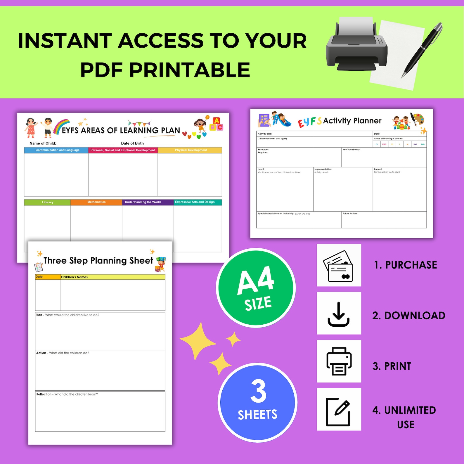 Day Care Planning Sheets, EYFS Plan Activity Plans, Childminder Forms ...