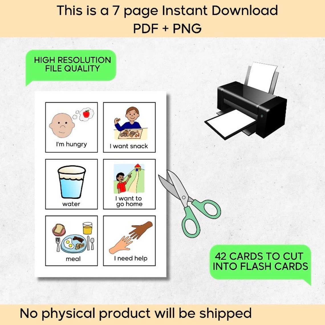 Communication Cards, Speech Flash Cards, Non Verbal Cards, Special ...