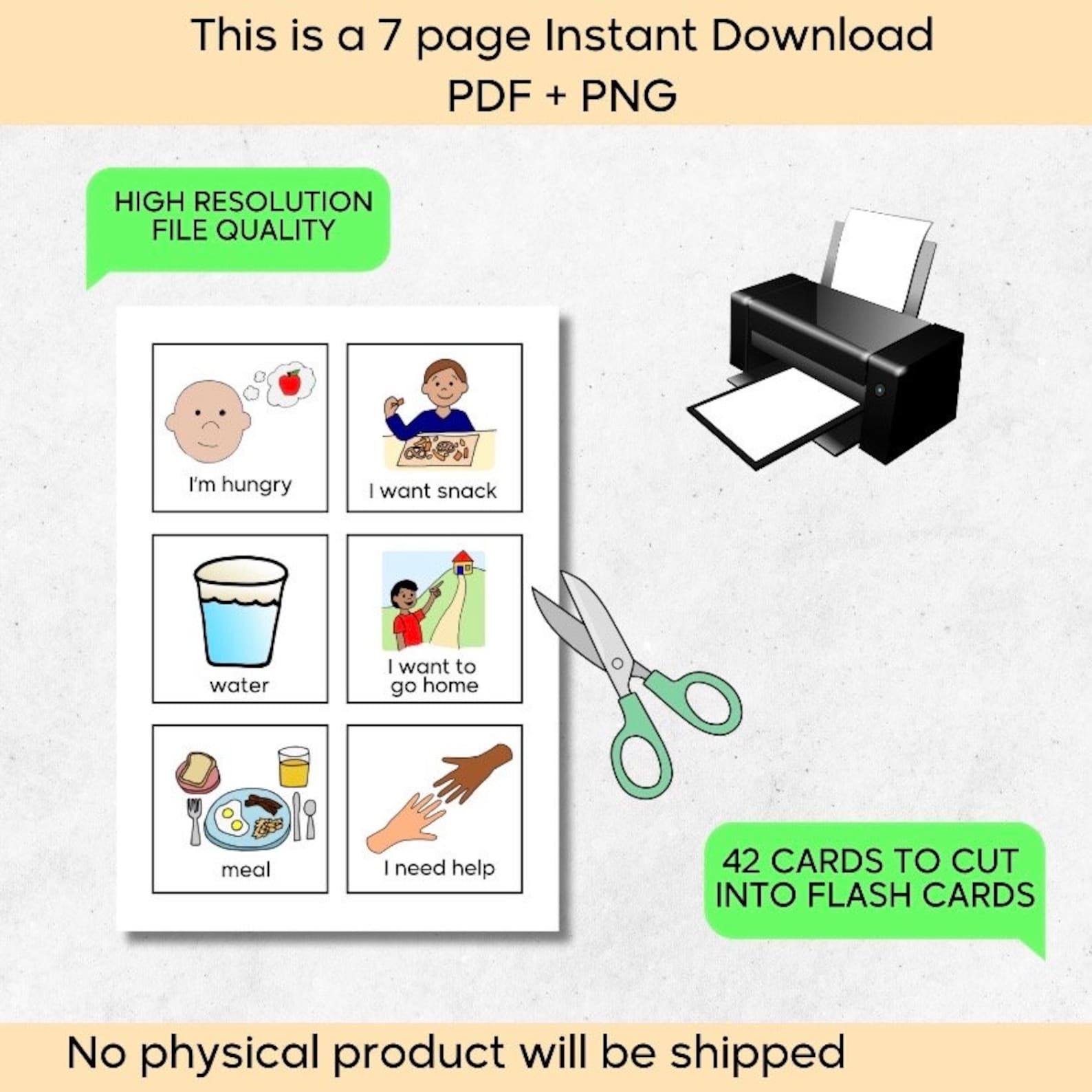 Communication Cards, Speech Flash Cards, Non Verbal Cards, Special ...