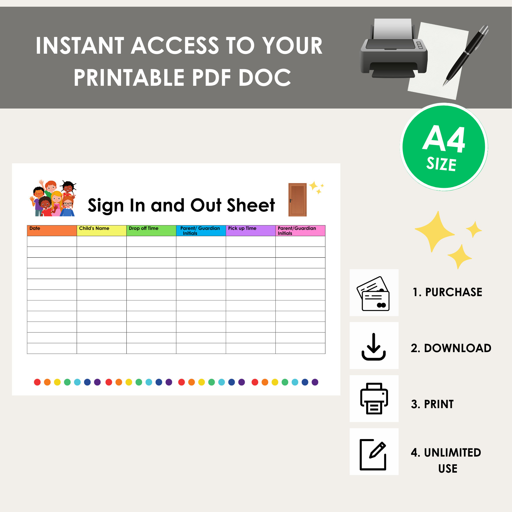 Day Care Sign in Sign Out Sheet, Printable, Nursery, Childcare ...