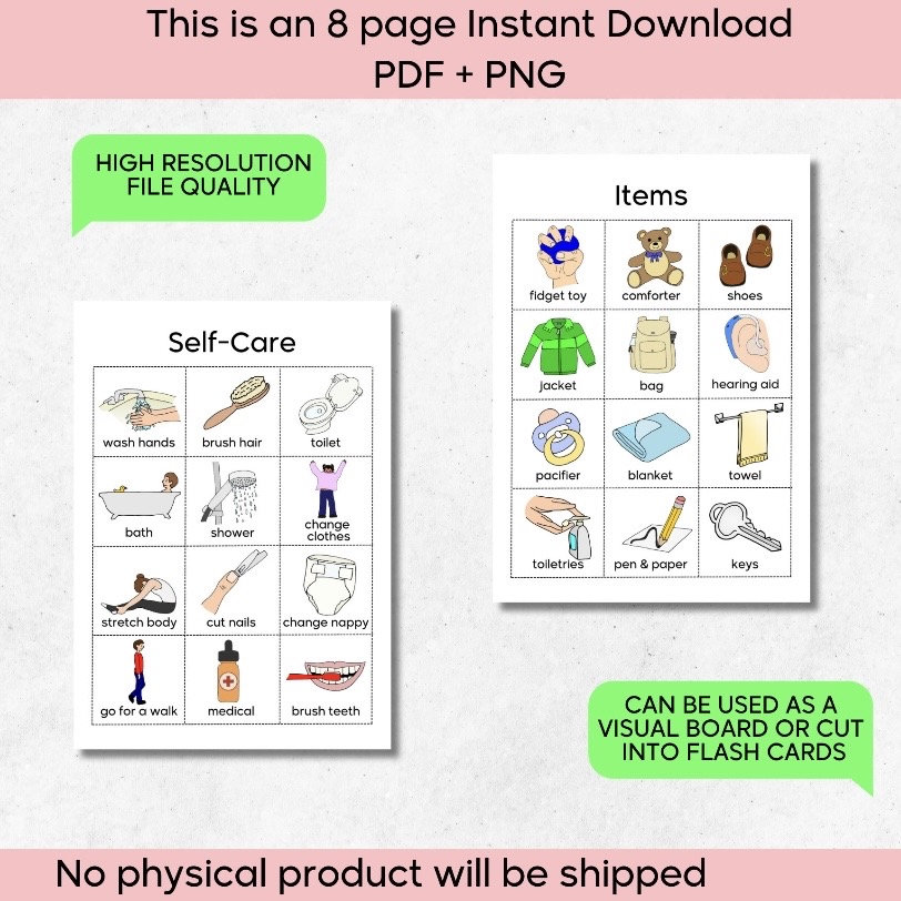 Non Verbal Communication Visual Board Flash Cards, Special Needs ...