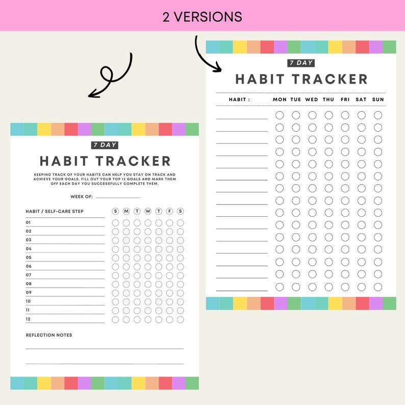 Weekly Habit Tracker Printable Digital Template Routine Tracker 7 Day ...