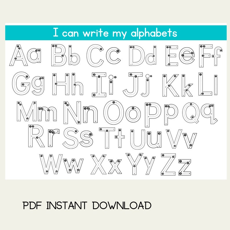 Alphabet Tracing Mat Practice Writing Children Kids Preschool First ...