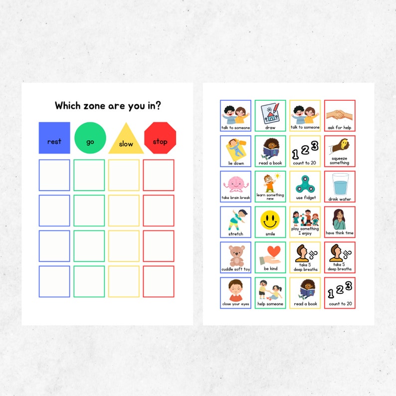 Zones of Regulation Display, Self Regulation Cards, Chart, Printable ...