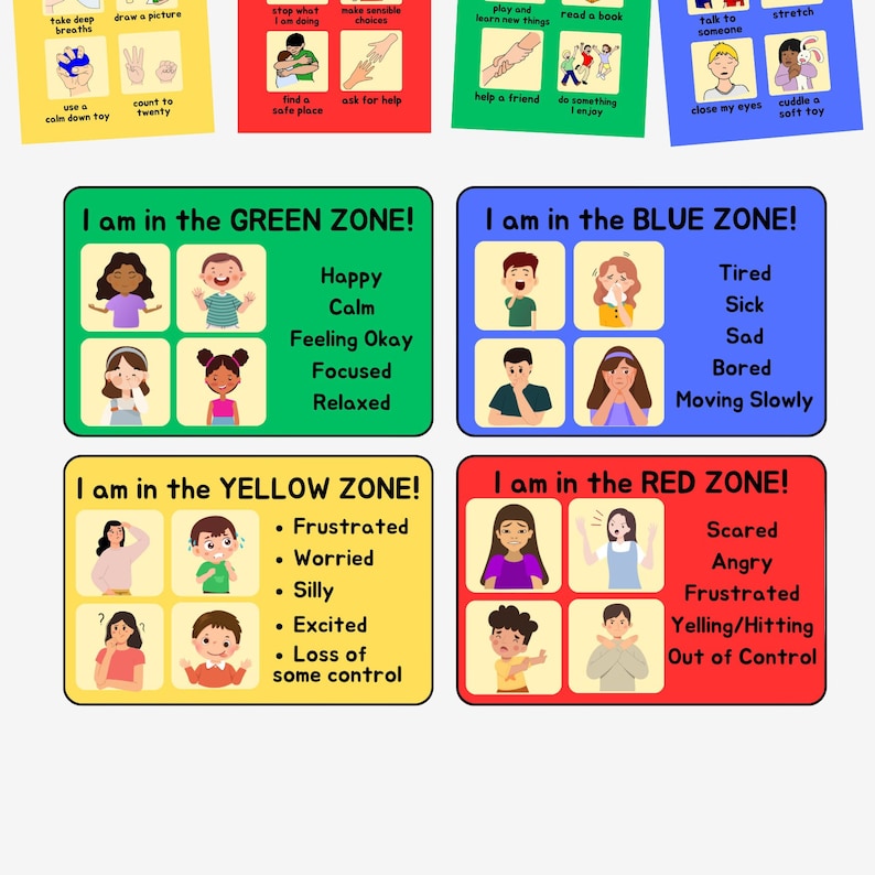 Buy Zones of Regulation Cards, Self Regulation Cards, Lanyard Printable ...