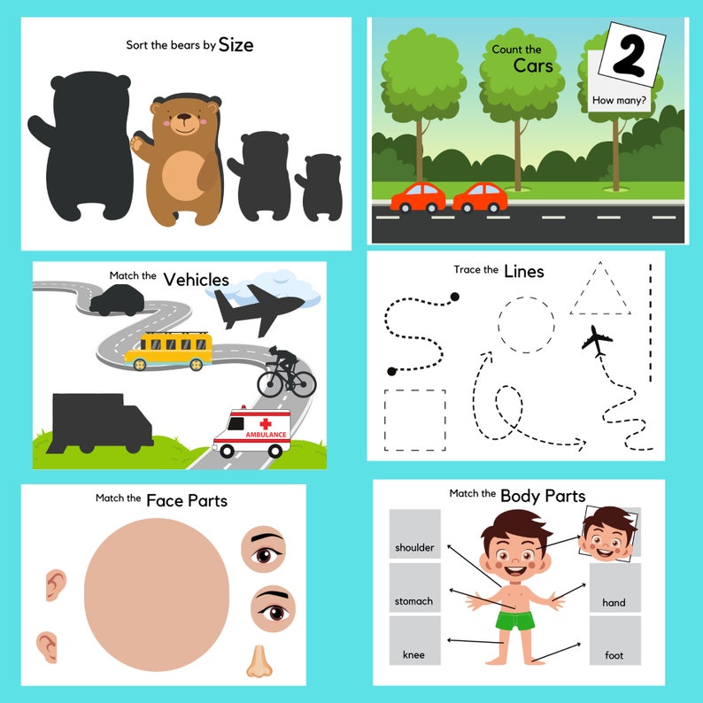 Toddler Busy Book Printable, First Learning Binder, Educational ...