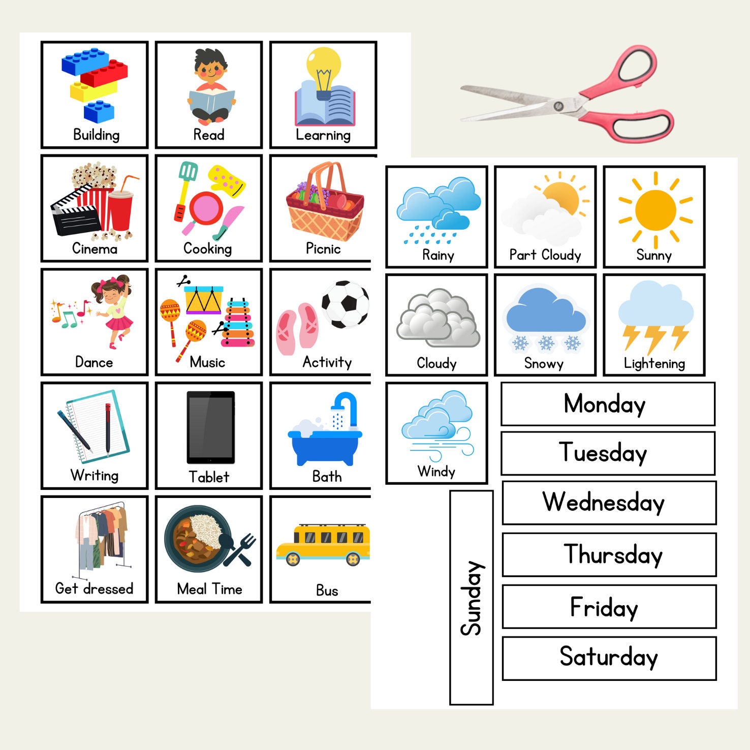Day Chart Home School Autism Special Needs Children Kids Daily Routine ...