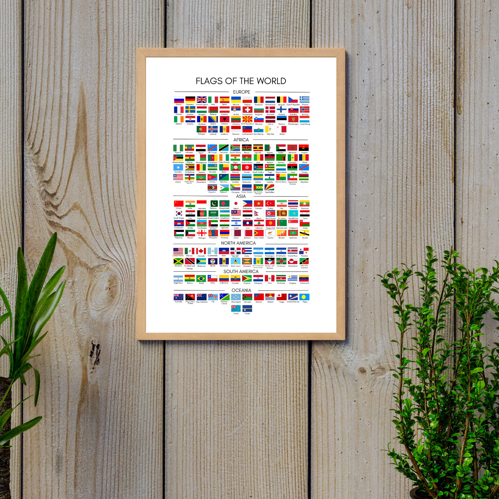 Flags of the World Wall Art, Educational Wall Print, Digital, Geography ...