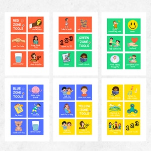 Zones of Regulation Flash Cards AND Display, Self Regulation Cards ...