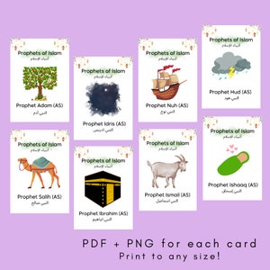 Prophets of Islam Cards for Children Kids Madrassa Islamic Allah ...