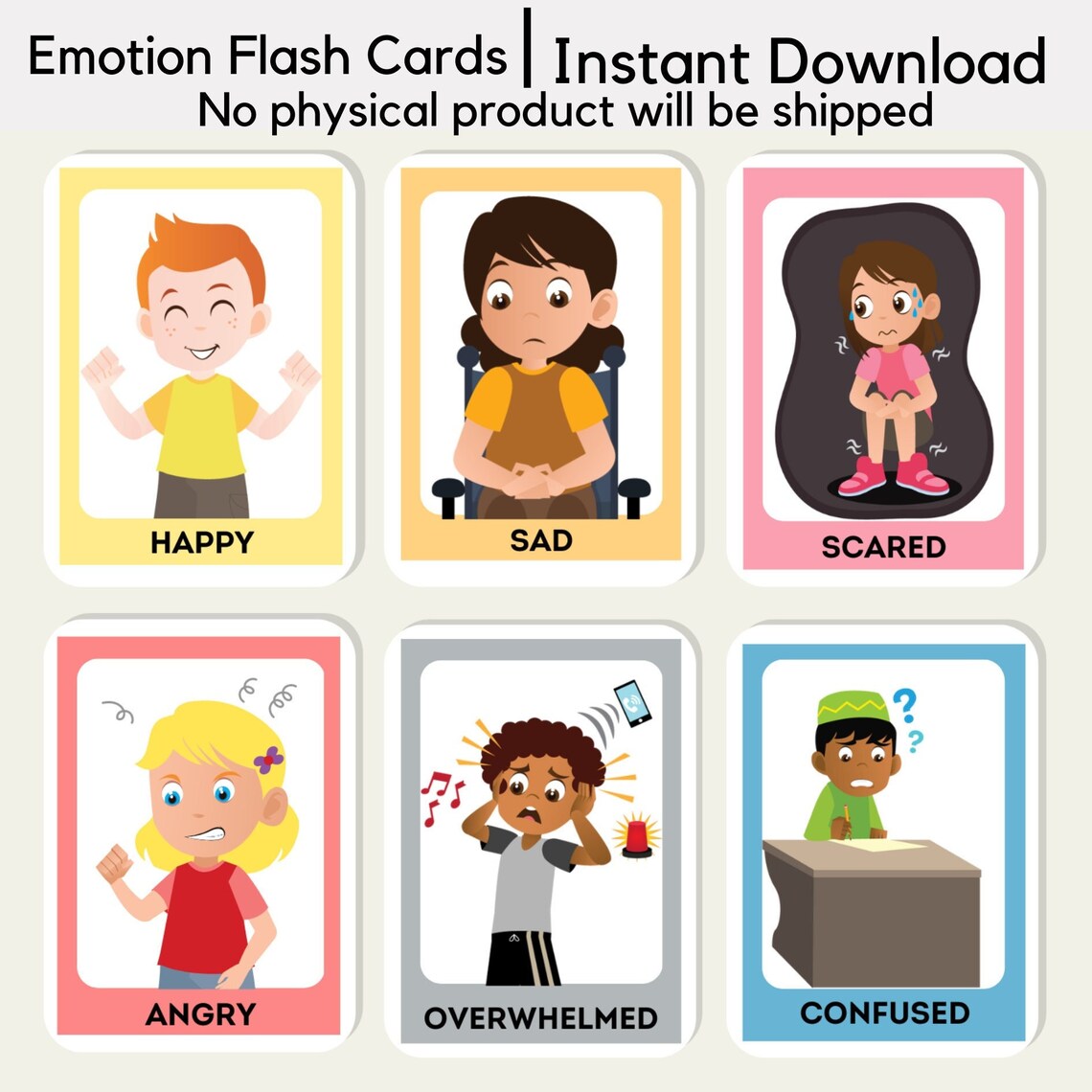 Emotions Feelings Flash Cards PDF Printable Download Children ...