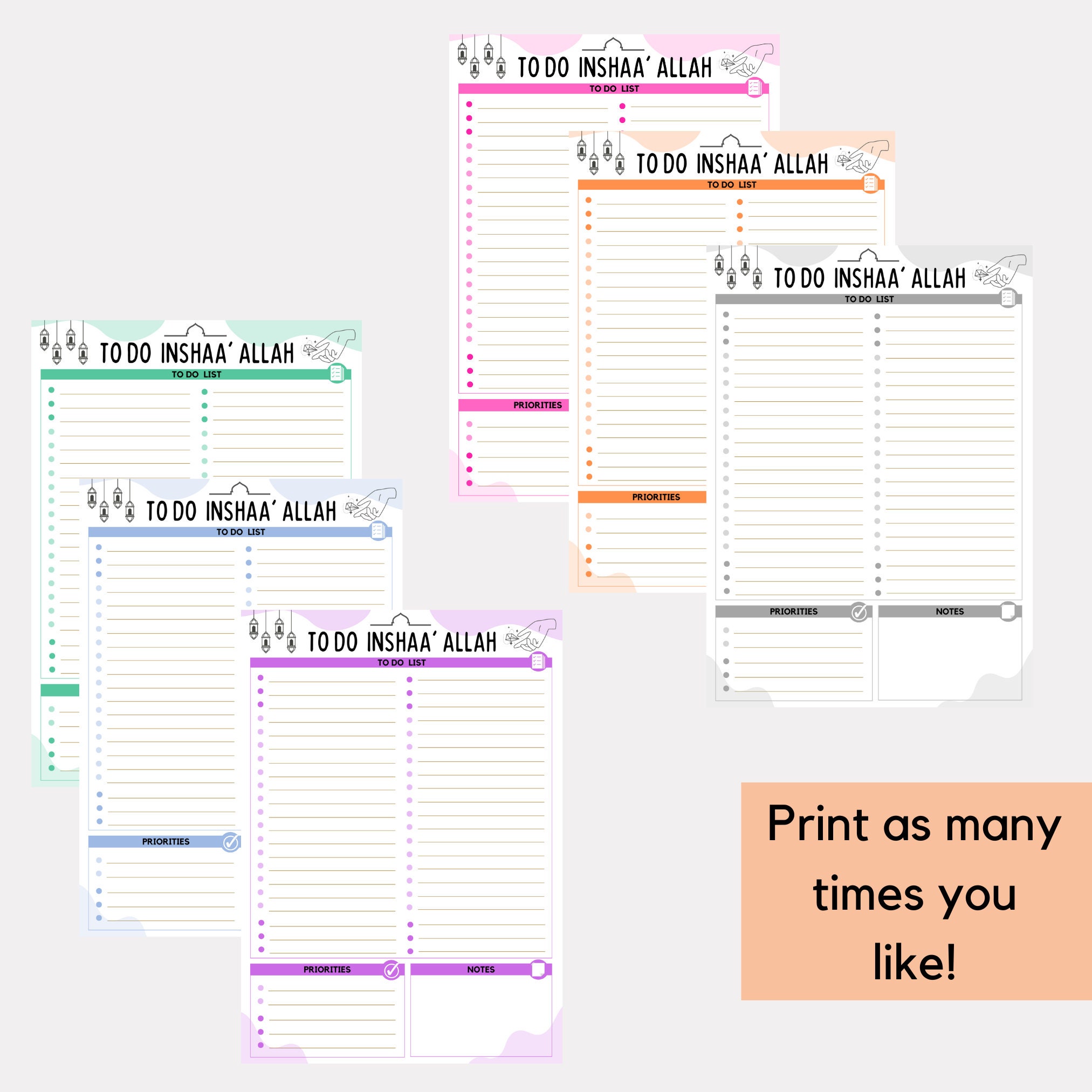 Islamic Daily Planner Printable Digital Download, Muslim Daily Planner ...