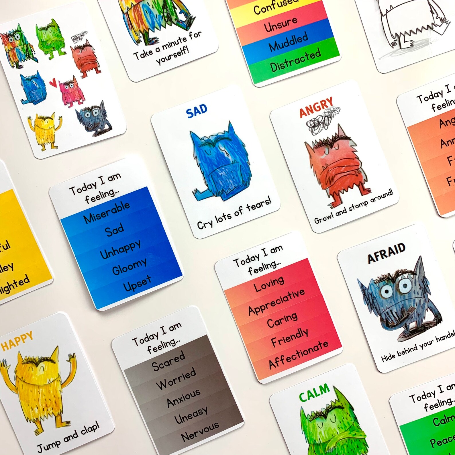 Colour Monster Flash Cards PDF Printable Emotions Behaviour - Etsy UK