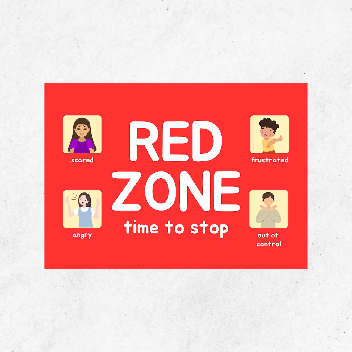 Zones of Regulation Flash Cards AND Display, Self Regulation Cards ...