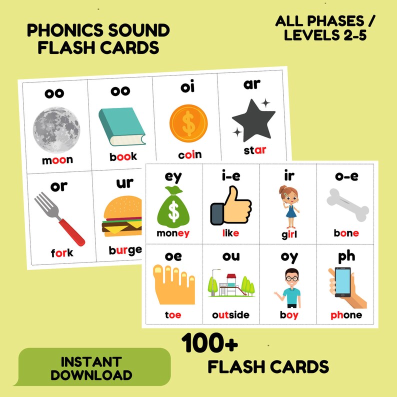 Phonics Flash Cards Download Printable Frequency Words First Preschool ...