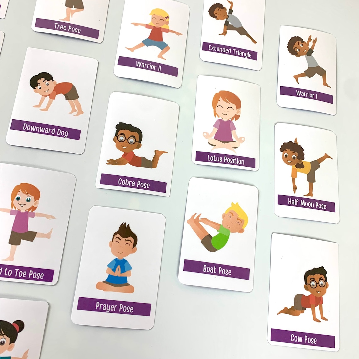Yoga Poses Positions Flash Cards Children Preschool Educational ...