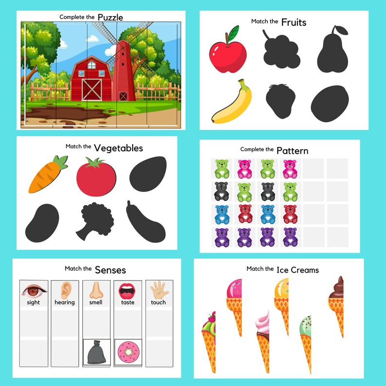 Toddler Busy Book Printable, First Learning Binder, Educational ...