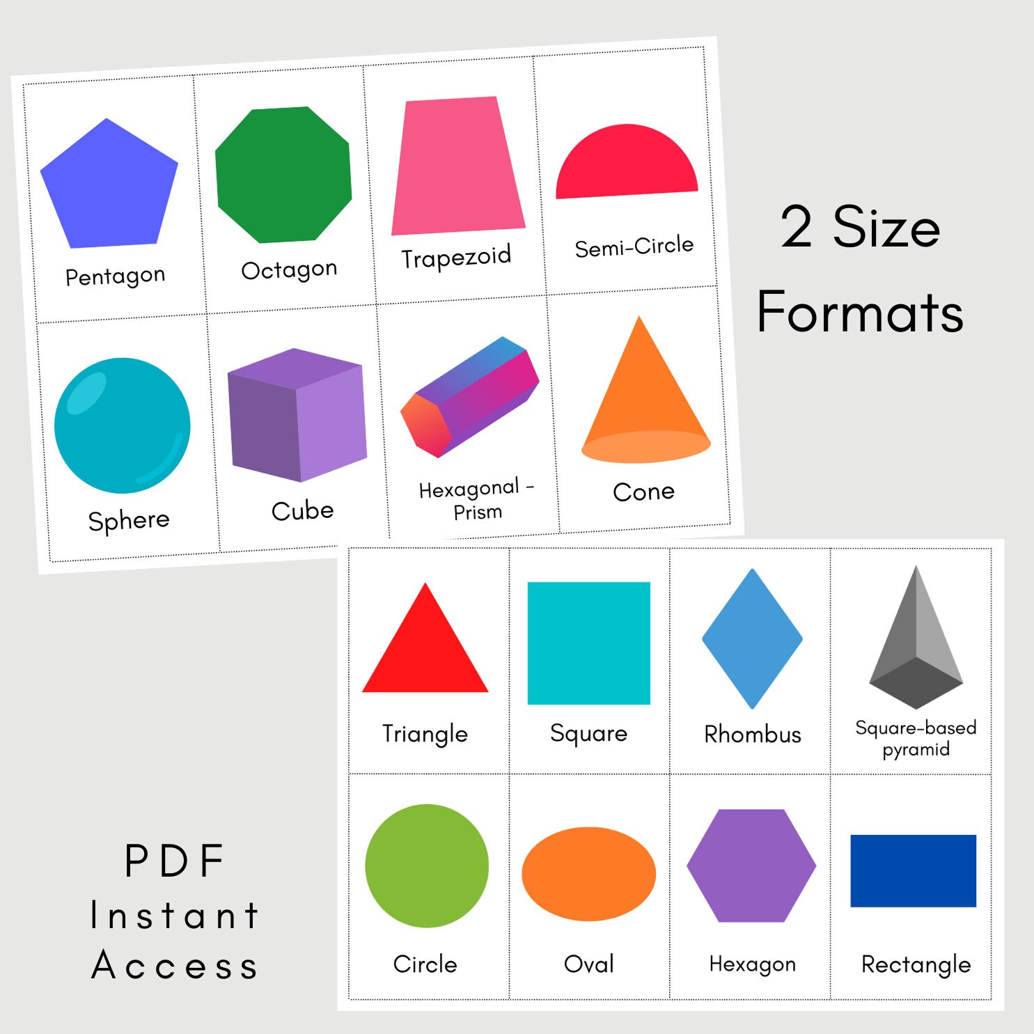 Shape Cards Maths Flash Cards PDF Printable Download Children ...