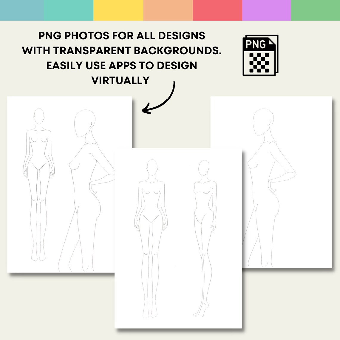 Fashion Croquis Template Figure Set, Figure Poses, Fashion Figure ...