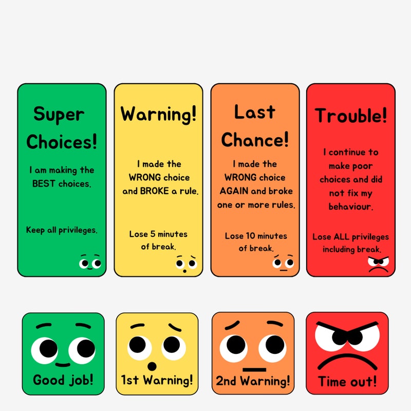 Behavior Management Cue Cards - Etsy