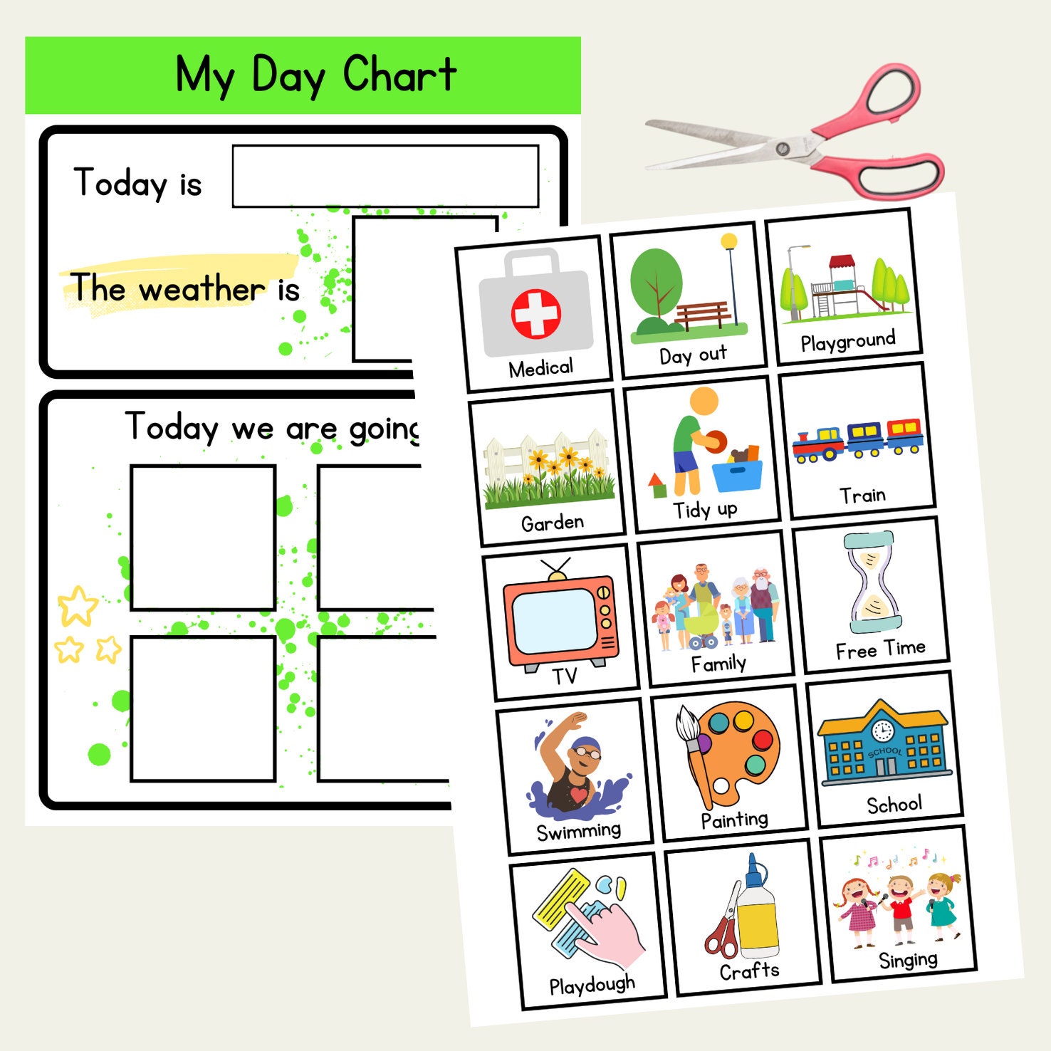 Day Chart Home School Autism Special Needs Children Kids Daily Routine ...