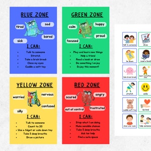 Zones of Regulation Display, Self Regulation Cards, Chart, Printable ...