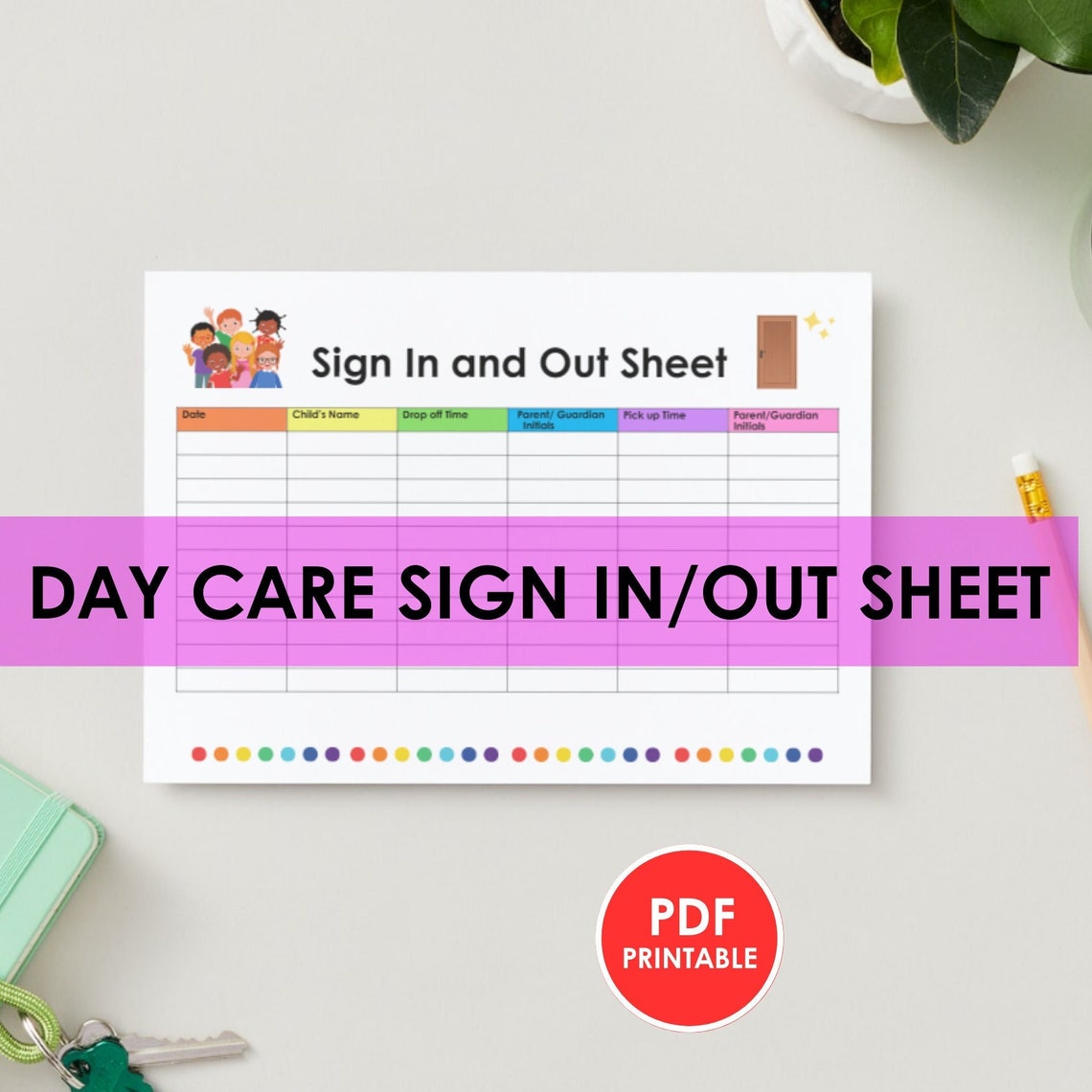 Day Care Sign in Sign Out Sheet, Printable, Nursery, Childcare ...