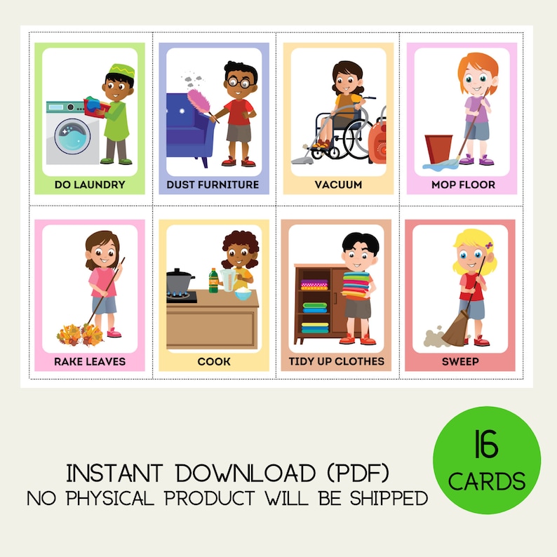 Household Chores Flash Cards Promoting Behaviour Discipline Home School ...