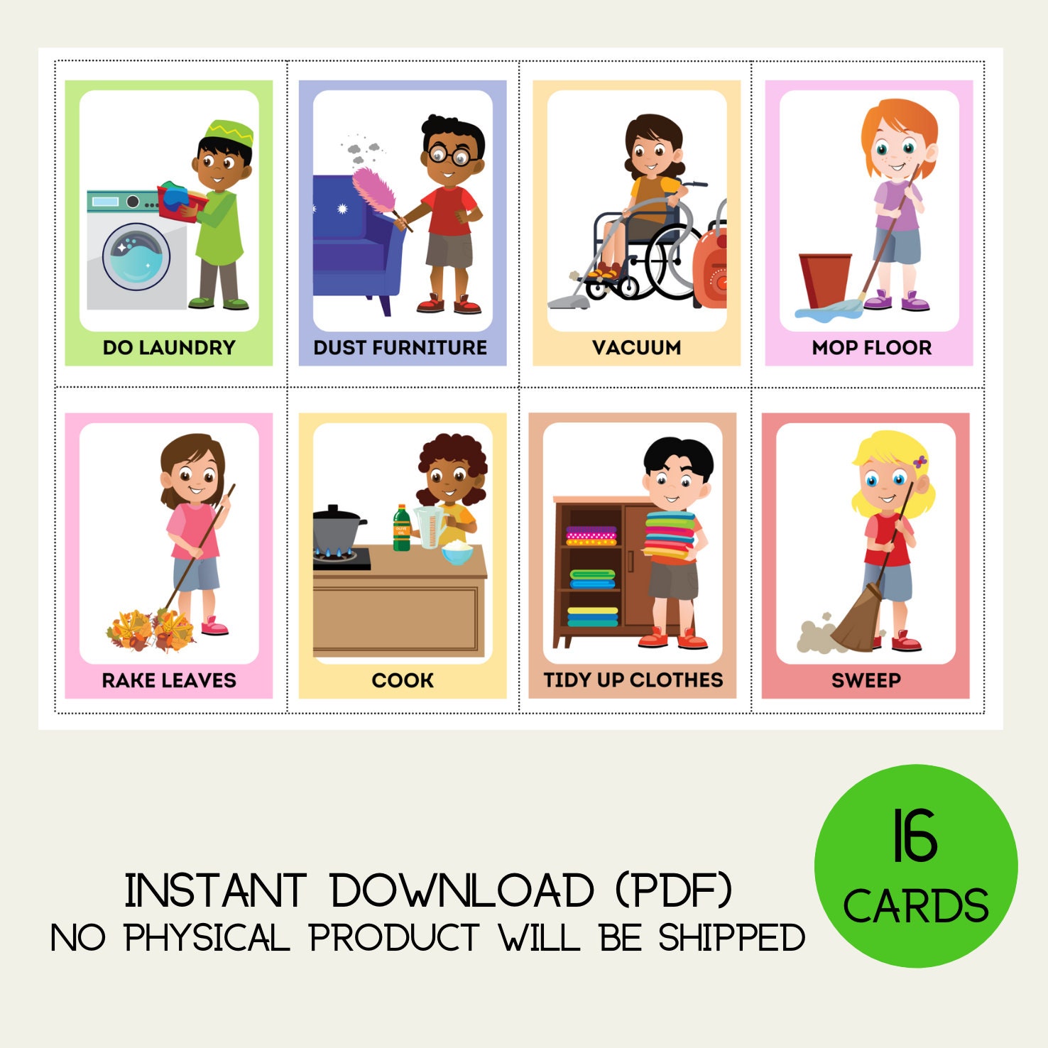 Household Chores Flash Cards Promoting Behaviour Discipline Home School ...