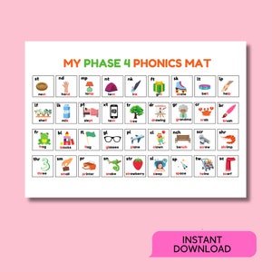 Phonics Sound Mat Printable First Words Preschool Alphabet Children ...