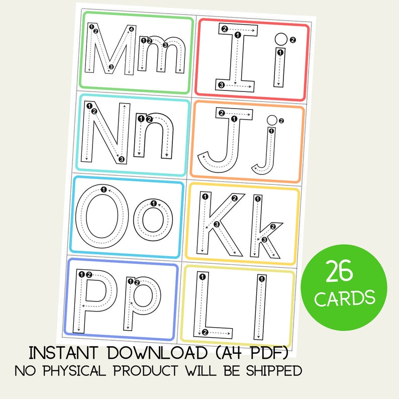 Alphabet Tracing Wipeable Flash Cards Practice Writing Children Kids ...