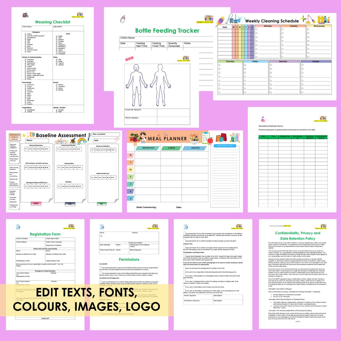 Daycare Forms, Daycare Paperwork Planning Child Assessment , Daycare ...