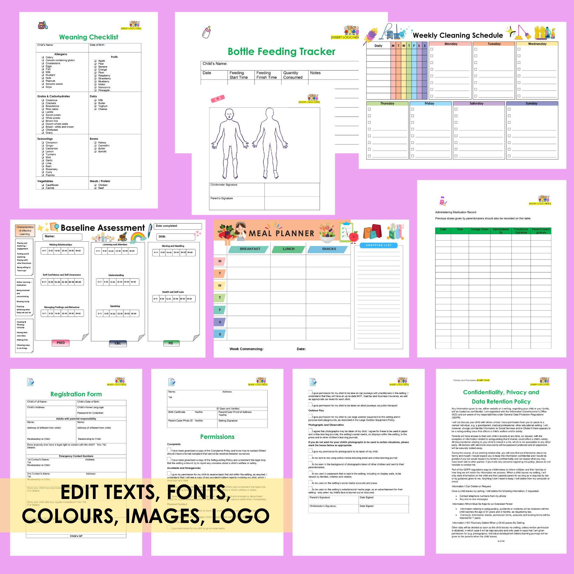 Daycare Forms, Daycare Paperwork Planning Child Assessment , Daycare ...