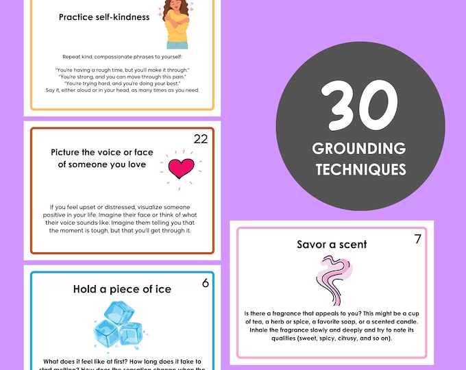 Grounding Cards, Grounding Techniques, Mindfullness, Anxiety Coping ...
