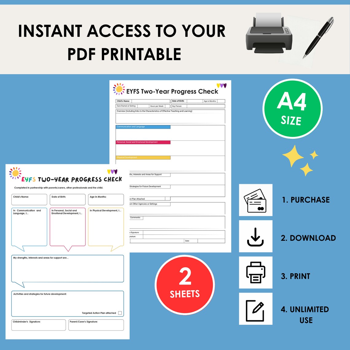 Day Care Two Year Progress Check , Assessment, Childminder Forms ...