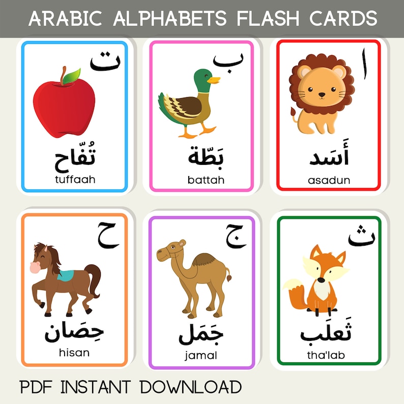 Arabic Alphabet Educational Flash Cards Learning Islamic Quran Tajwid ...